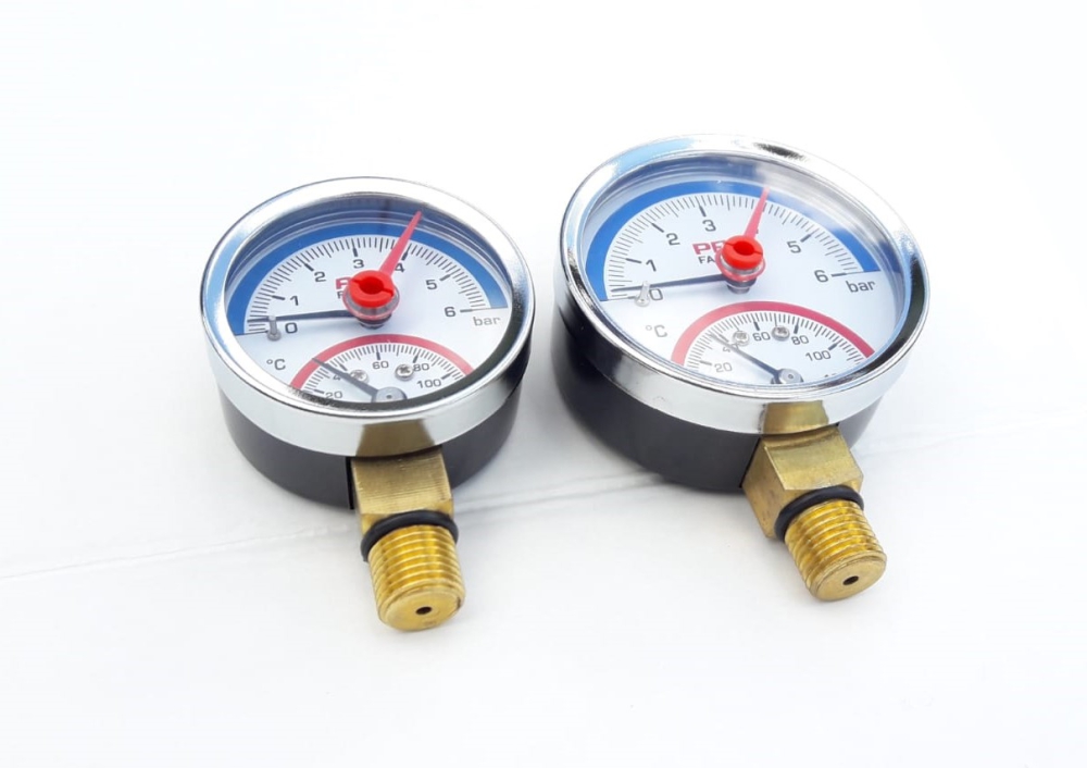 Thermomanometer radial, 120°C, 6bar, ¼", Heating and installation materials - Kvalitatīvi ...